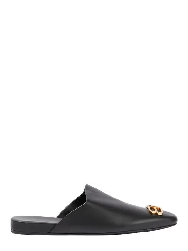 Balenciaga Cosy Bb Leather Slippers - Black