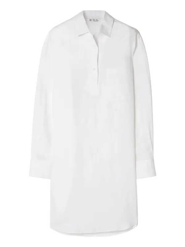 Loro Piana André Oversized Linen Polo Shirt - White