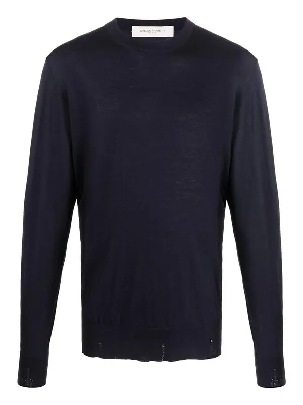 GOLDEN GOOSE Logo-patch Wool Jumper - Blue