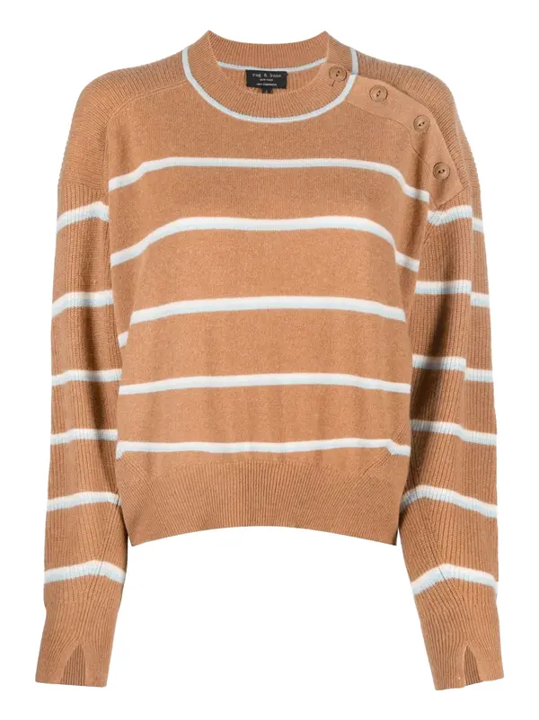 Rag & Bone Striped Cashmere Jumper - Brown