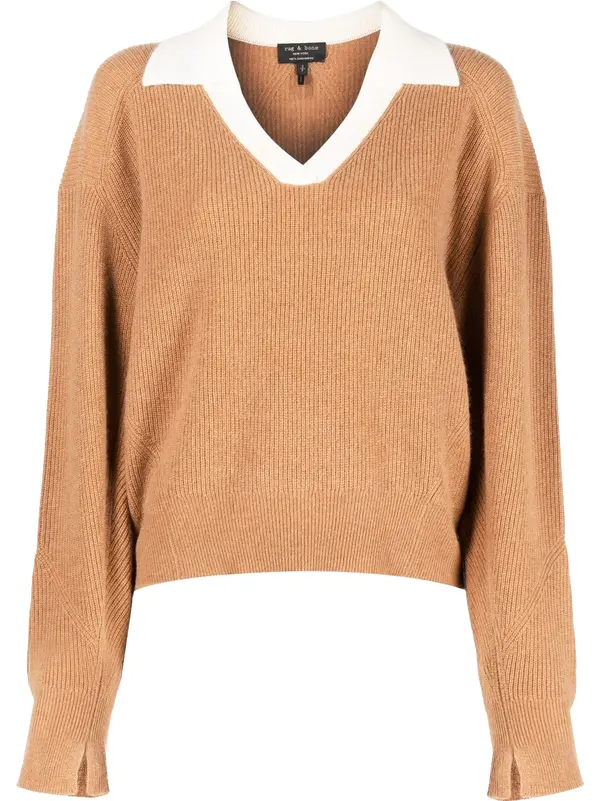 Rag & Bone Collared Cashmere Jumper - Brown