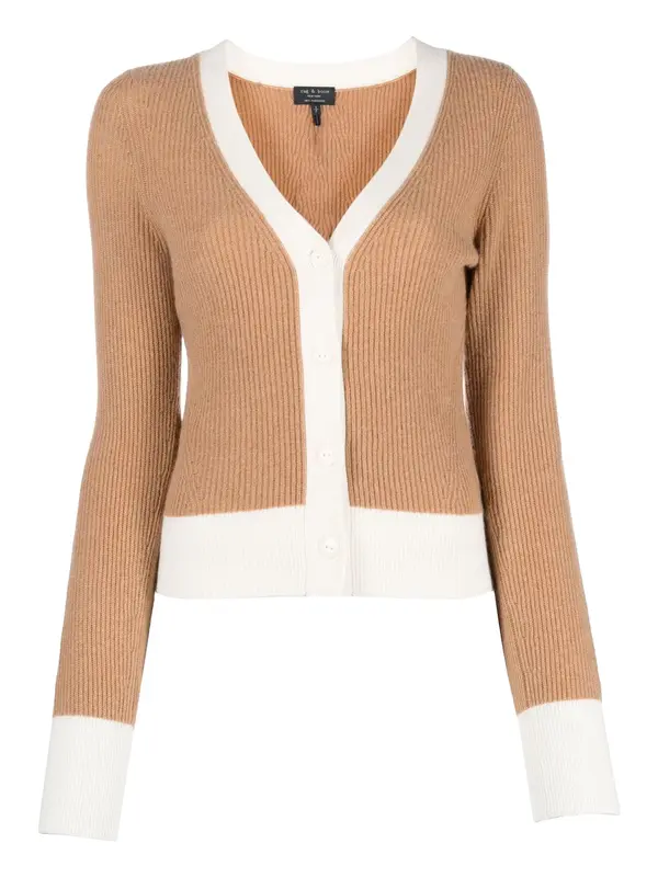 Rag & Bone Ribbed Cashmere Cardigan - Brown