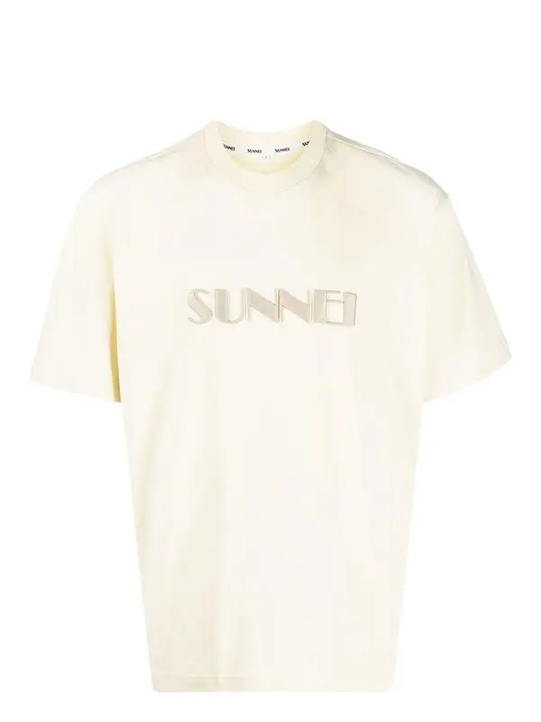 Sunnei Embroidered-logo Cotton T-shirt - Neutrals