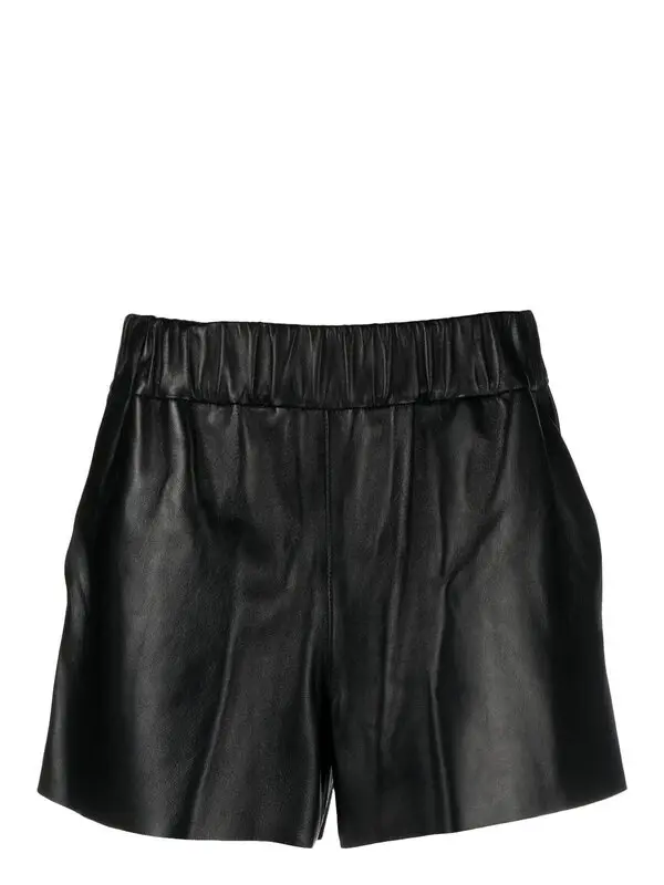 Red Valentino Elasticated Waist Leather Mini Shorts - Black