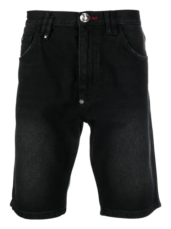Philipp Plein Knee-length Denim Shorts - Black