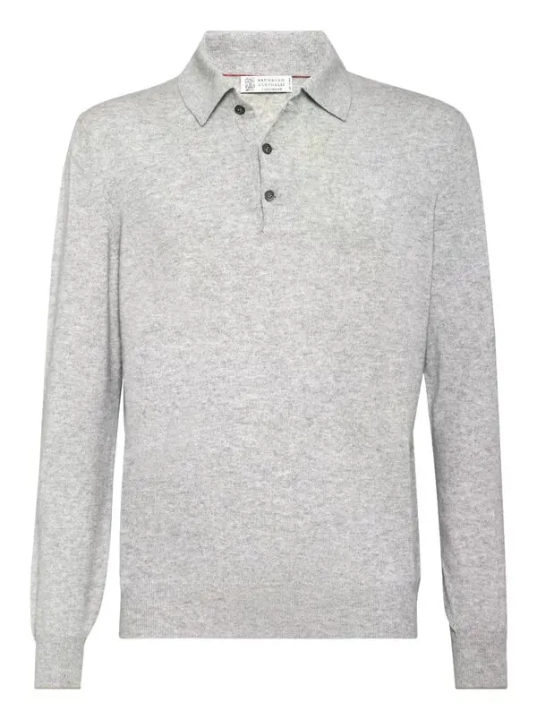 Brunello Cucinelli Long-sleeve Cashmere Polo Shirt - Grey