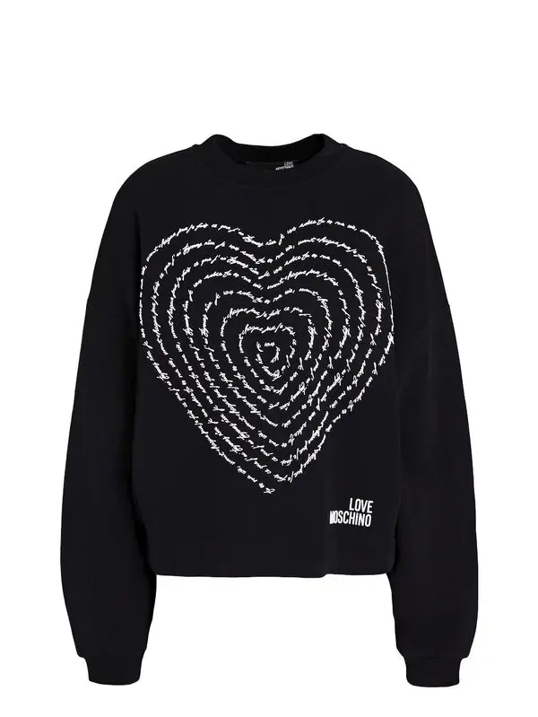 Moschino Printed French Cotton-terry Sweatshirt - Black