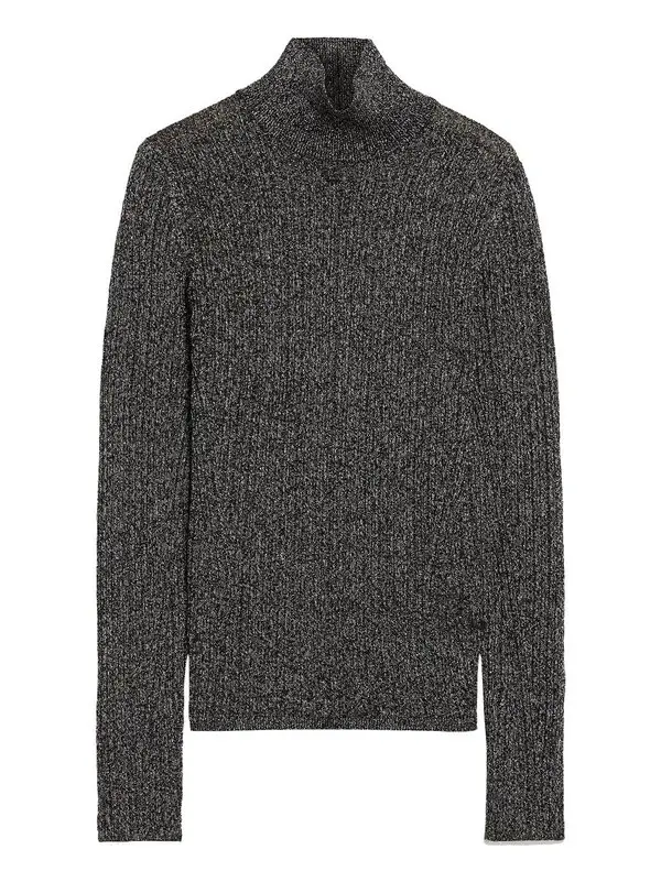Rag & Bone Lexi Metallic Cottonblend Turtleneck Sweater - Dark Gray