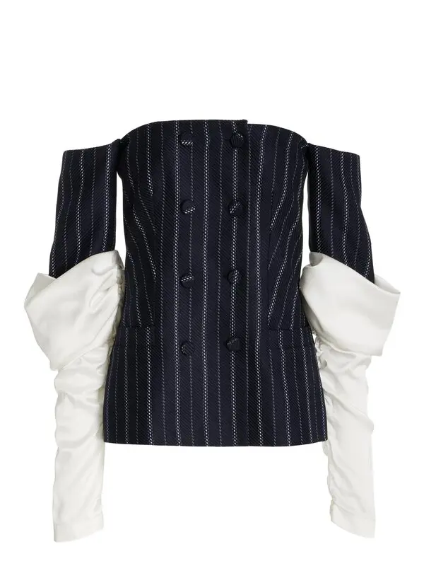 Hellessy Pelicano Pinstriped Off-the-shoulder Jacket - Stripe