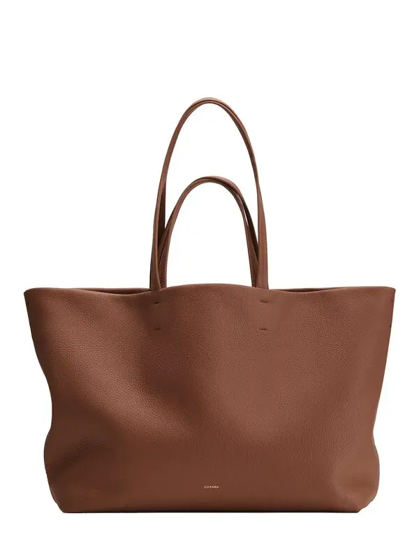Cuyana Italian Leather Tote Bag - Dark Chestnut