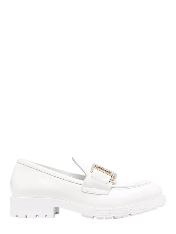Moschino Logo-plaque Leather Loafers - White