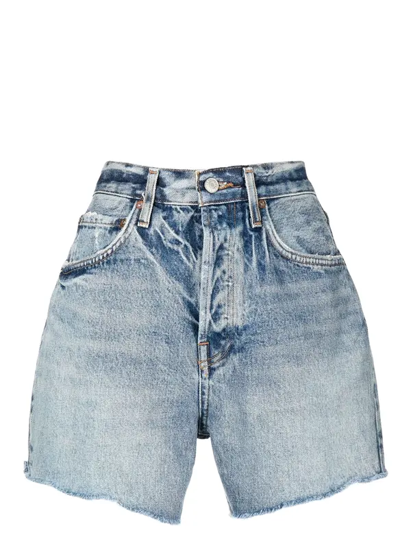 AGOLDE Riley Cut-off Denim Shorts - Blue
