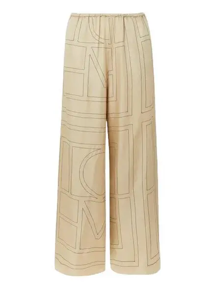 TOTÊME - TOTEME Embroidered Silk-twill Wide-leg Pants