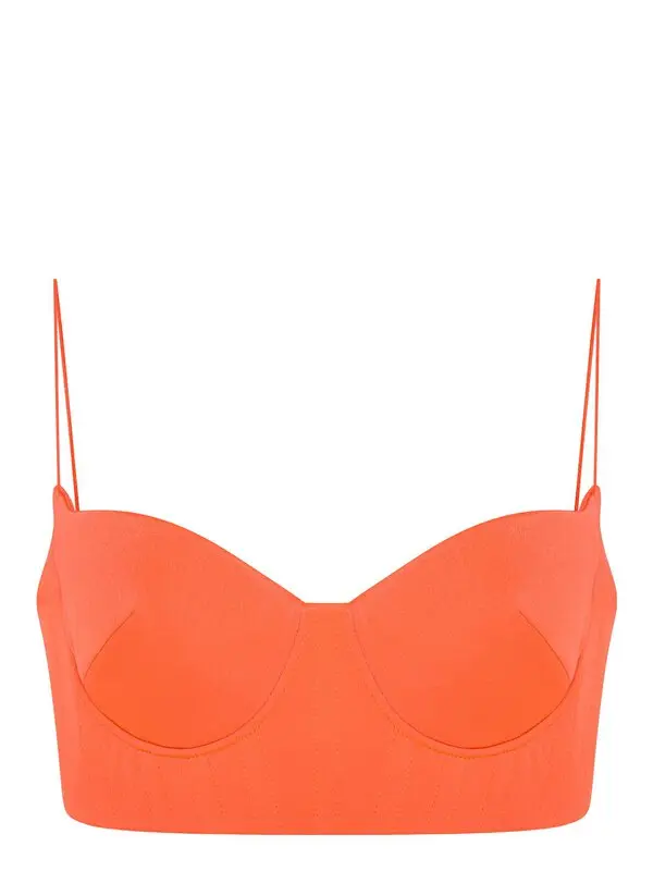 Alex Perry Hart Satin Bustier Top - Orange
