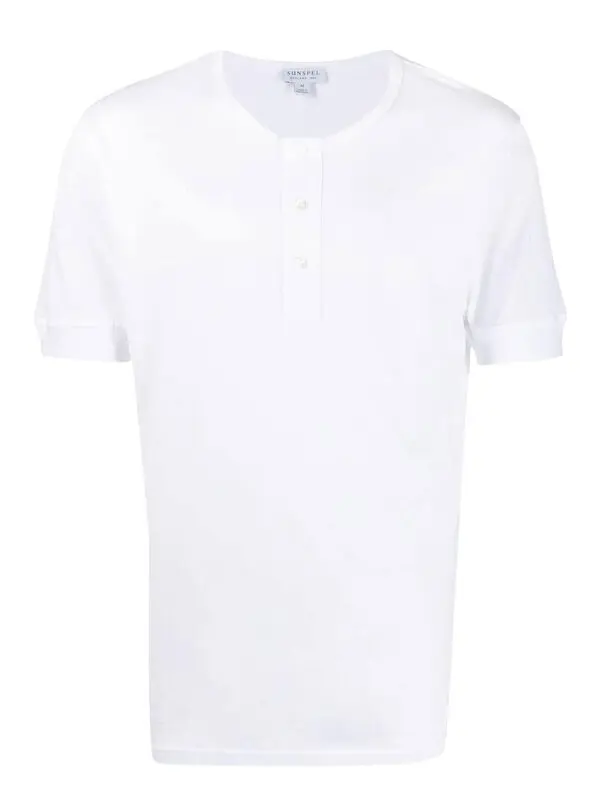 Sunspel Short-sleeve Henley T-shirt - White
