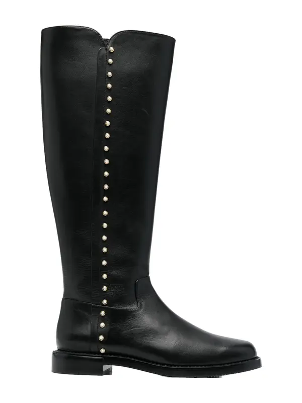 STUART WEITZMAN Pearl-embellished Knee-high Boots - Black