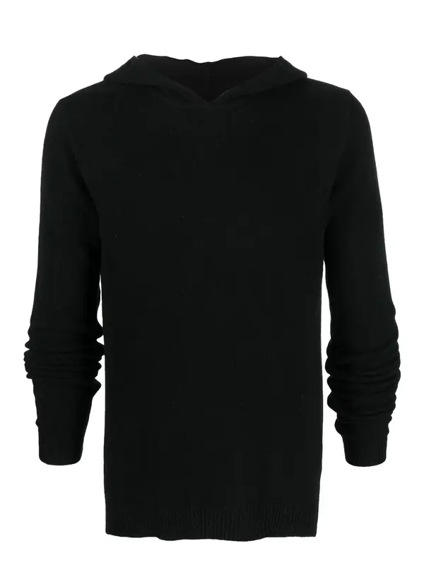 Rick Owens Wool-cashmere Hooded Jumper - Black