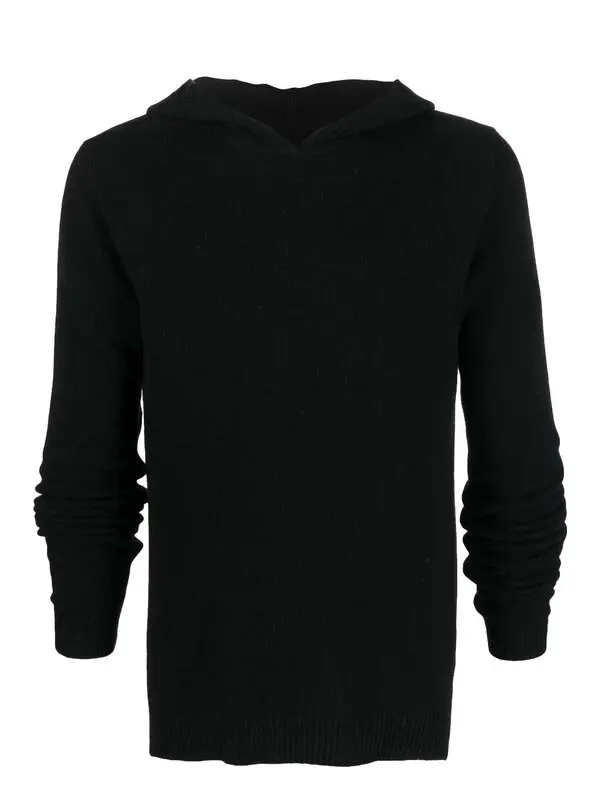 Rick Owens Wool-cashmere Hooded Jumper - Black