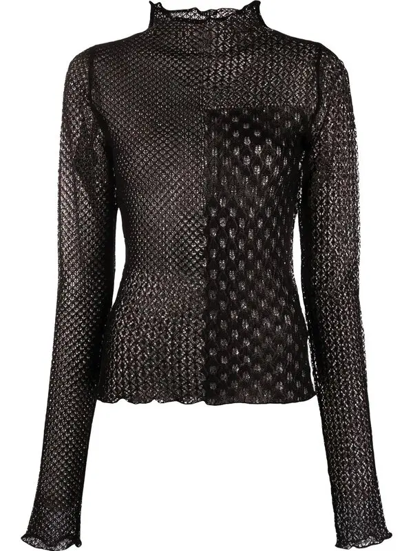 Versace Open-knit Roll-neck Jumper - Black