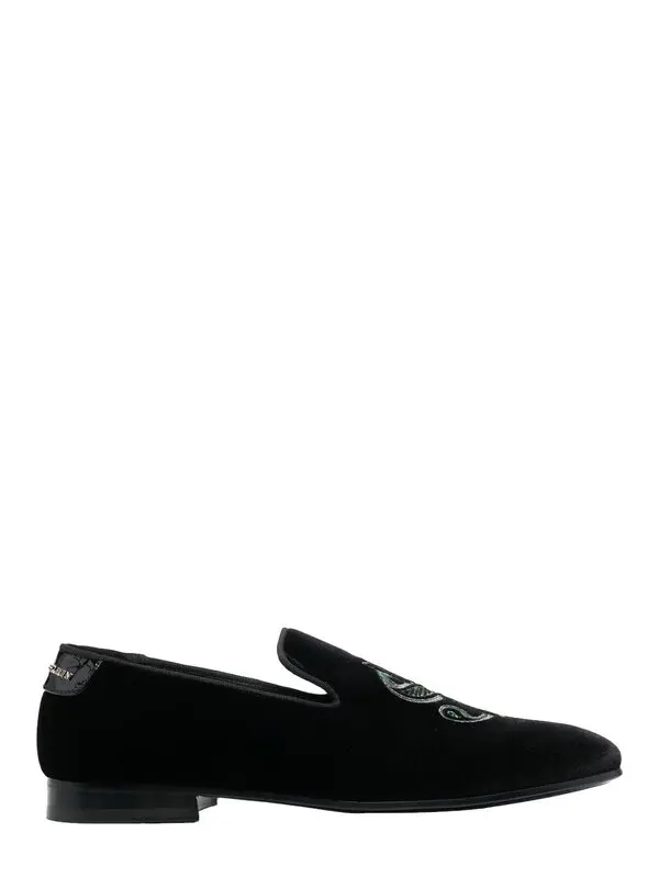 Philipp Plein Money Velvet Loafers - Black