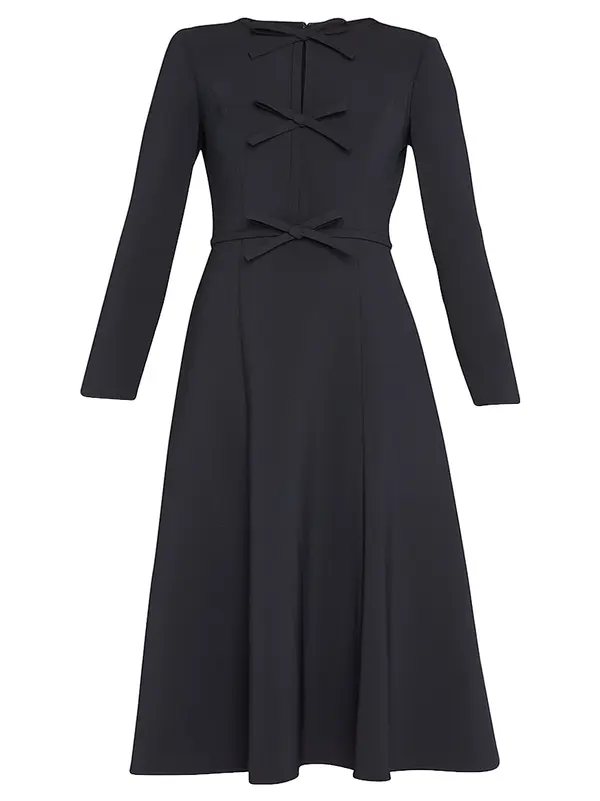 Carolina Herrera Triple Bow Midi Dress - Black
