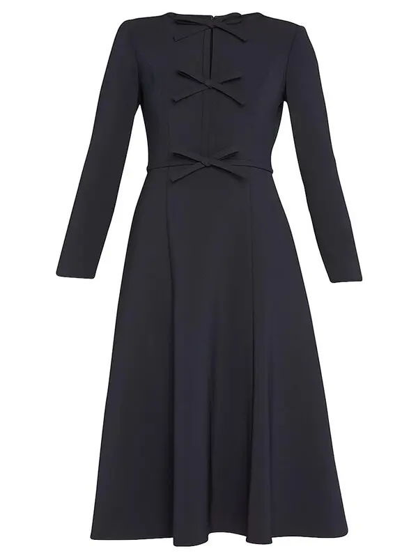 Carolina Herrera Triple Bow Midi Dress - Black