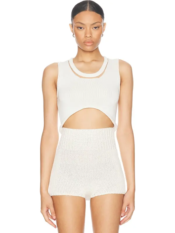 AISLING CAMPS Cropped Tank Top - Ivory