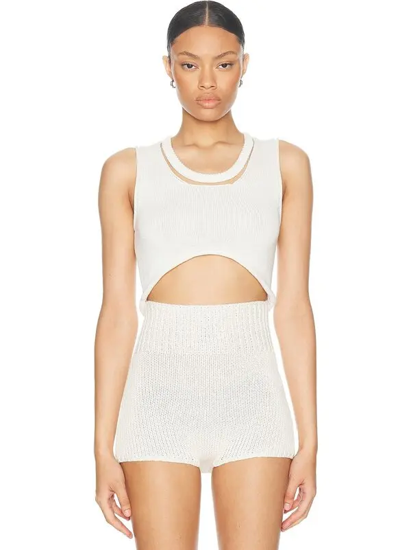 AISLING CAMPS Cropped Tank Top - Ivory
