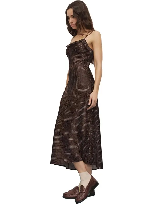 REFORMATION Aribella Silk Slip Dress - Brown
