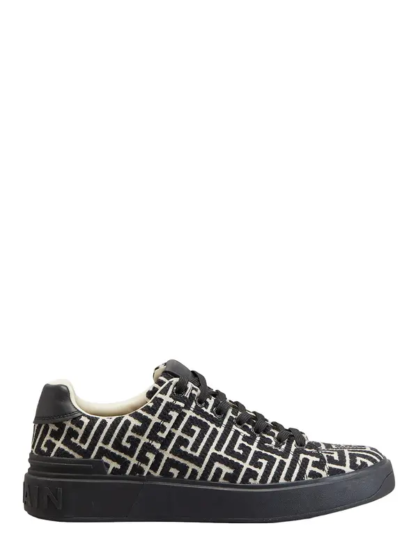 Balmain B-court Jacquard Monogram Sneakers - Black / Ivory