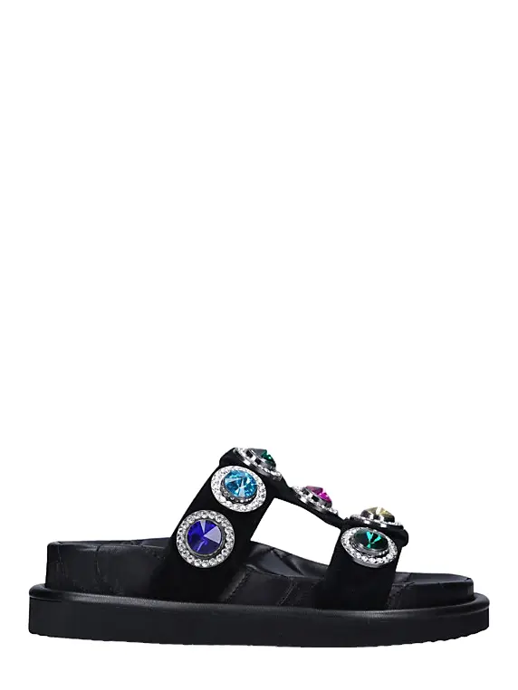 Kurt Geiger Orson Crystal-embellished Suede Sandals - Black