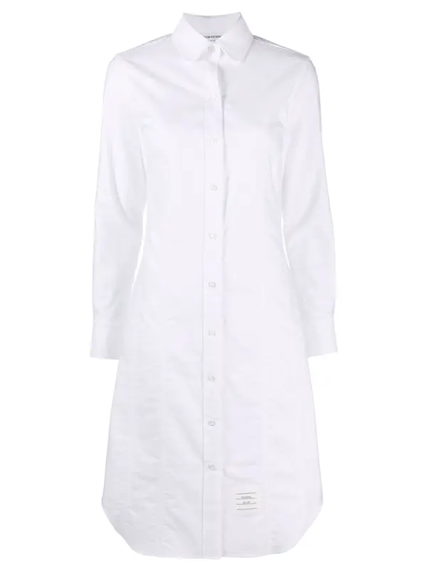 Thom Browne Logo Patch Shirtdress - White