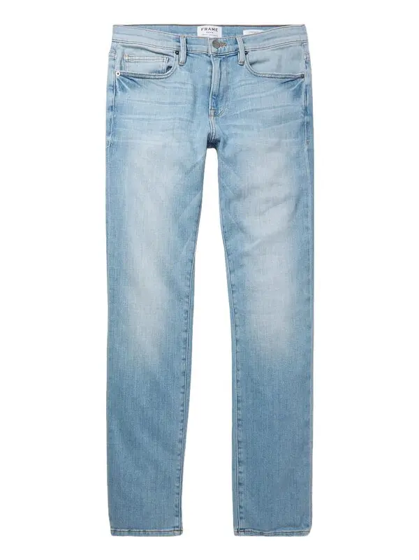 FRAME L'homme Slim-fit Stretch-denim Jeans - Blue
