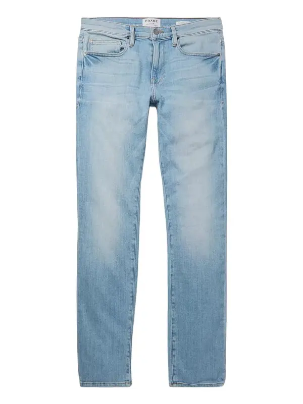 FRAME L'homme Slim-fit Stretch-denim Jeans - Blue