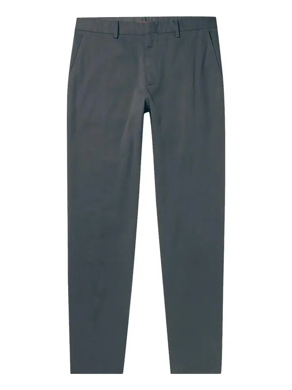 Zegna Tapered Stretch-cotton Trousers - Gray