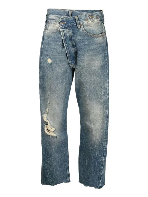 R13 Cropped Distressed Jeans - Blue