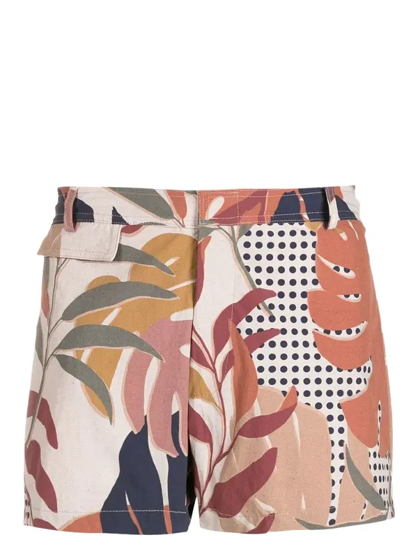 AMIR SLAMA Leaf-print Swim Shorts - Brown