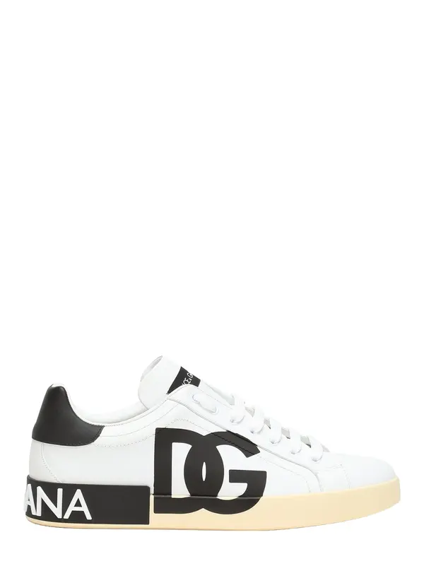 Dolce & Gabbana Portofino Logo-print Leather Sneakers - White