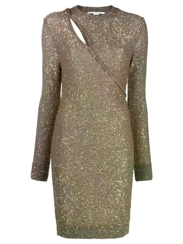 Stella McCartney Sequin-embellished Knitted Dress - Brown