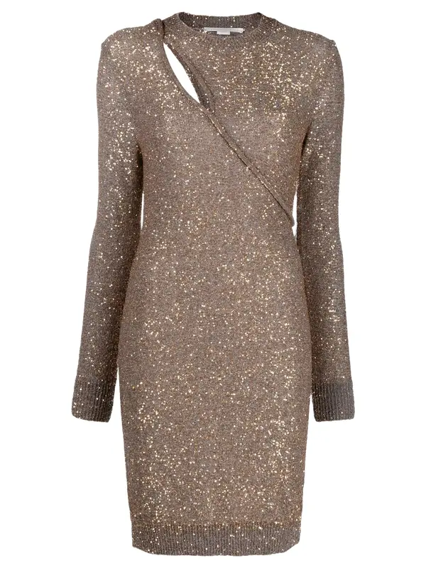 Stella McCartney Sequin-embellished Knitted Dress - Grey