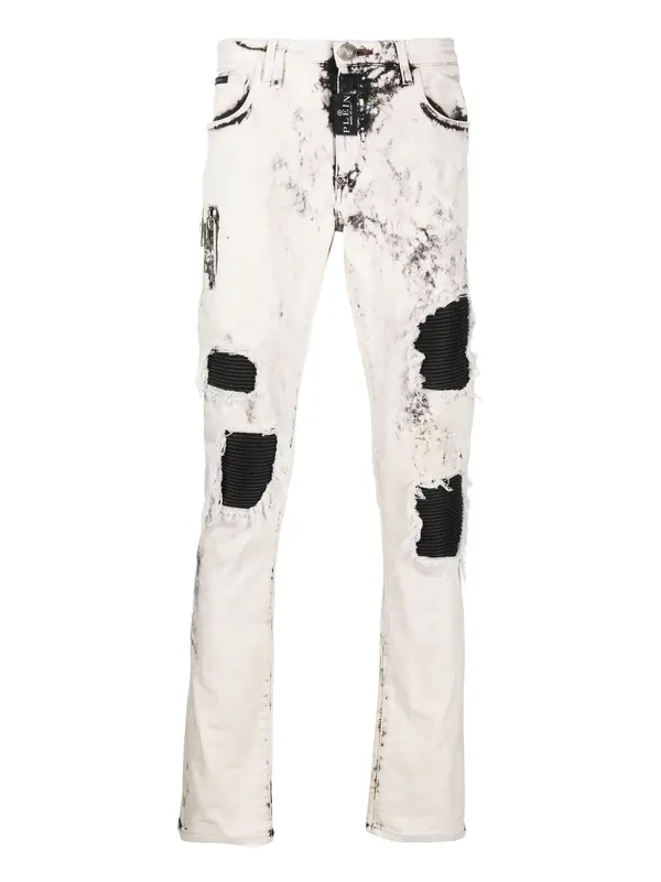 Philipp Plein Rock Star Distressed Jeans - White