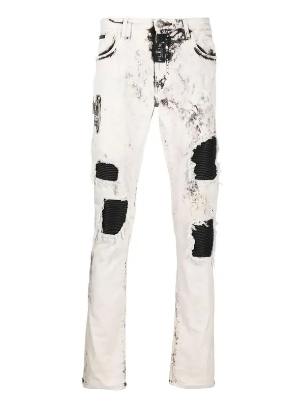 Philipp Plein Rock Star Distressed Jeans - White