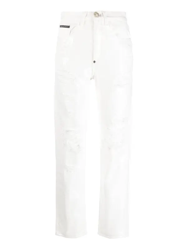 Philipp Plein Mom-fit Distressed Jeans - Neutrals