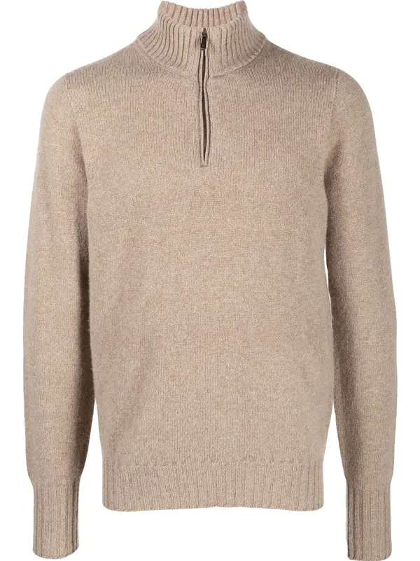 DRUMOHR Zip-front Knit Jumper - Neutrals
