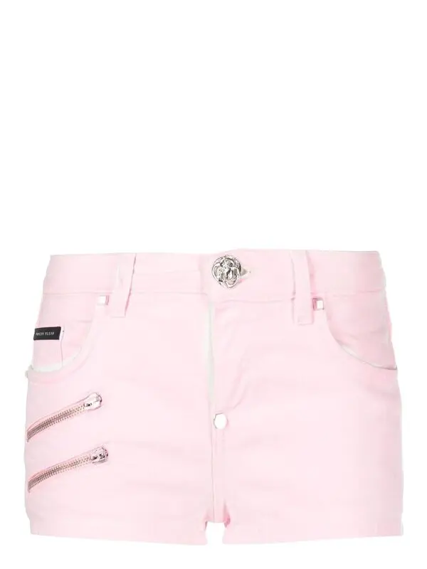 Philipp Plein Denim Hot Pants Biker Shorts - Pink