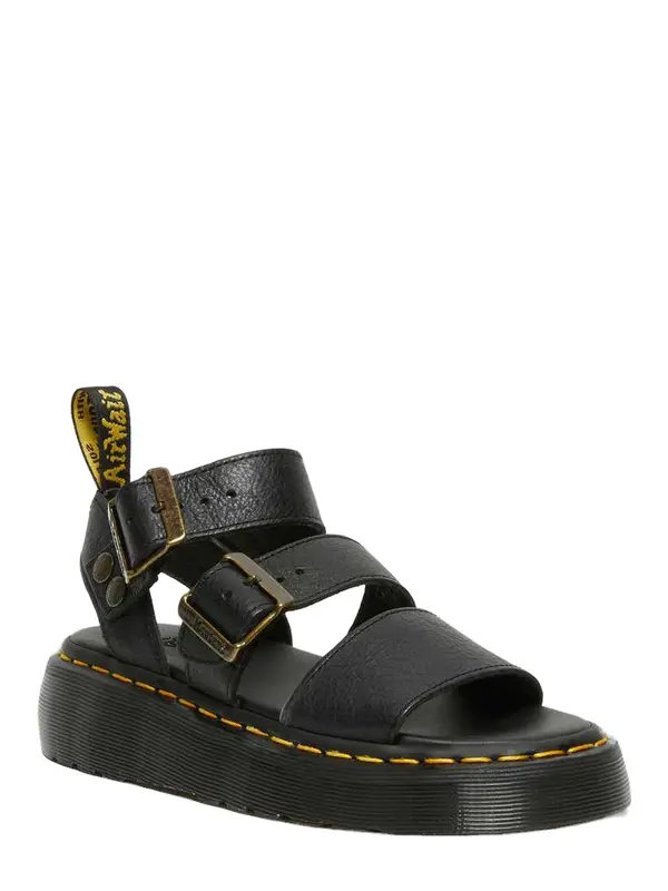 Dr. Martens Gryphon Pisa Leather Platform Sandals - Black