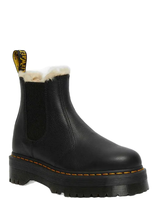 Dr. Martens 2976 Faux Fur Lined Platform Chelsea Boots - Black