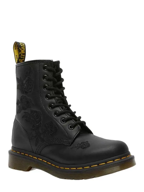 Dr. Martens 1460 Vonda Floral Boots - Black