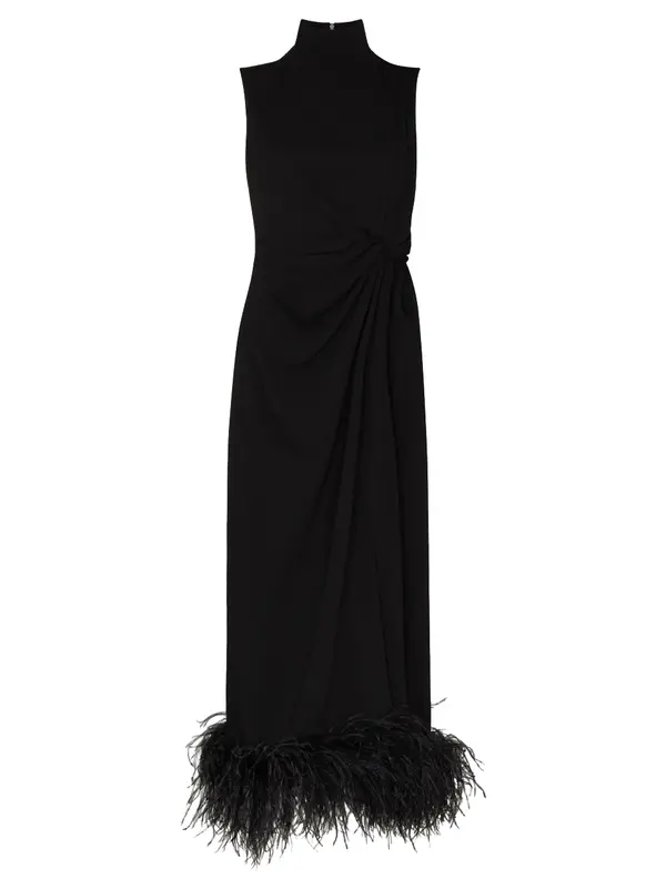16Arlington Maika Feather-trim Dress - Black