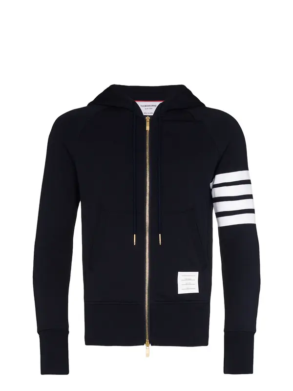 Thom Browne 4-bar Sleeve Zip-up Hoodie - Blue